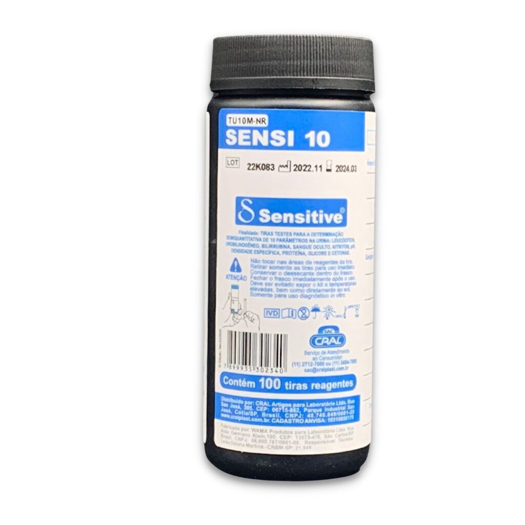 Tiras Reagentes Para Análise Urinária Sensi 10 Cralplast 100 Unidades ...