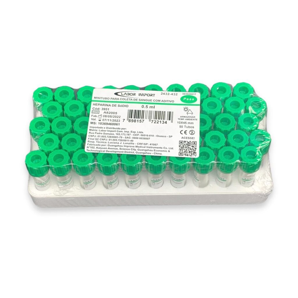 Microtubo Para Coleta Heparina De Sódio Tampa Verde 0,5ml Mini Tubo C ...