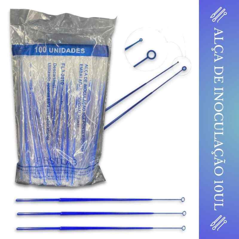 Alça 10ul Esteril Para Inoculação Microbiologia Azul Haste Plástico ...