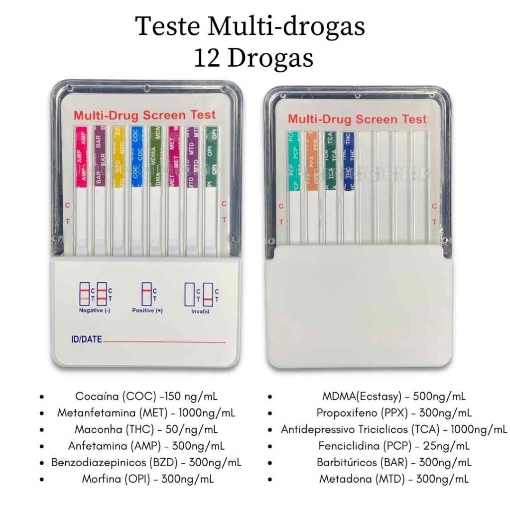 Teste Toxicológico Multidrogas 12 Drogas Na Urina Kit C/10 – MatLab