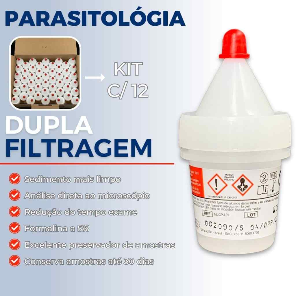 Coletor Parasitológico Fezes Frasco Coproplus Ultra Kit C/12 – MatLab