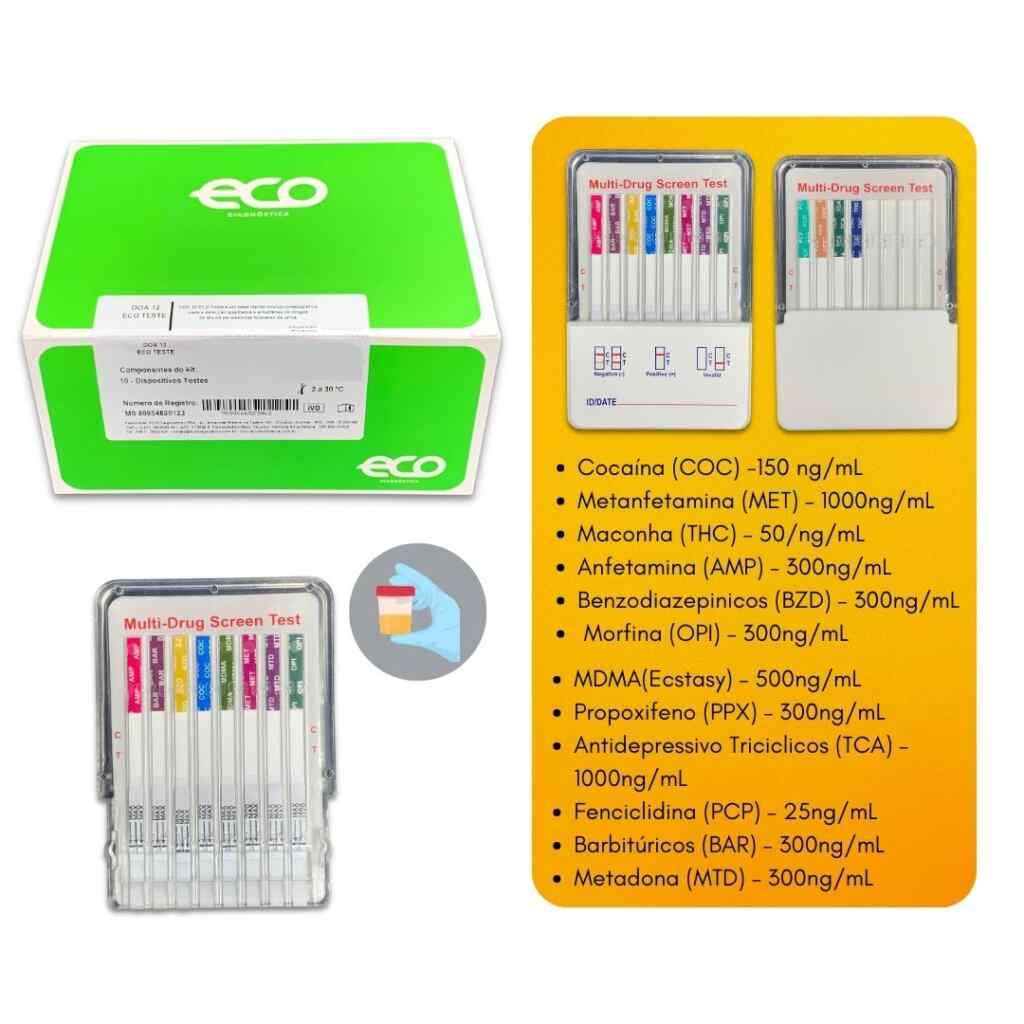 Teste Toxicológico Multidrogas 12 Drogas Na Urina Kit C/10 – MatLab