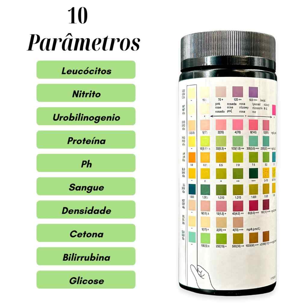 Tiras Reagentes Para Análise De Urina Urinálise 10 Parâmetros ...