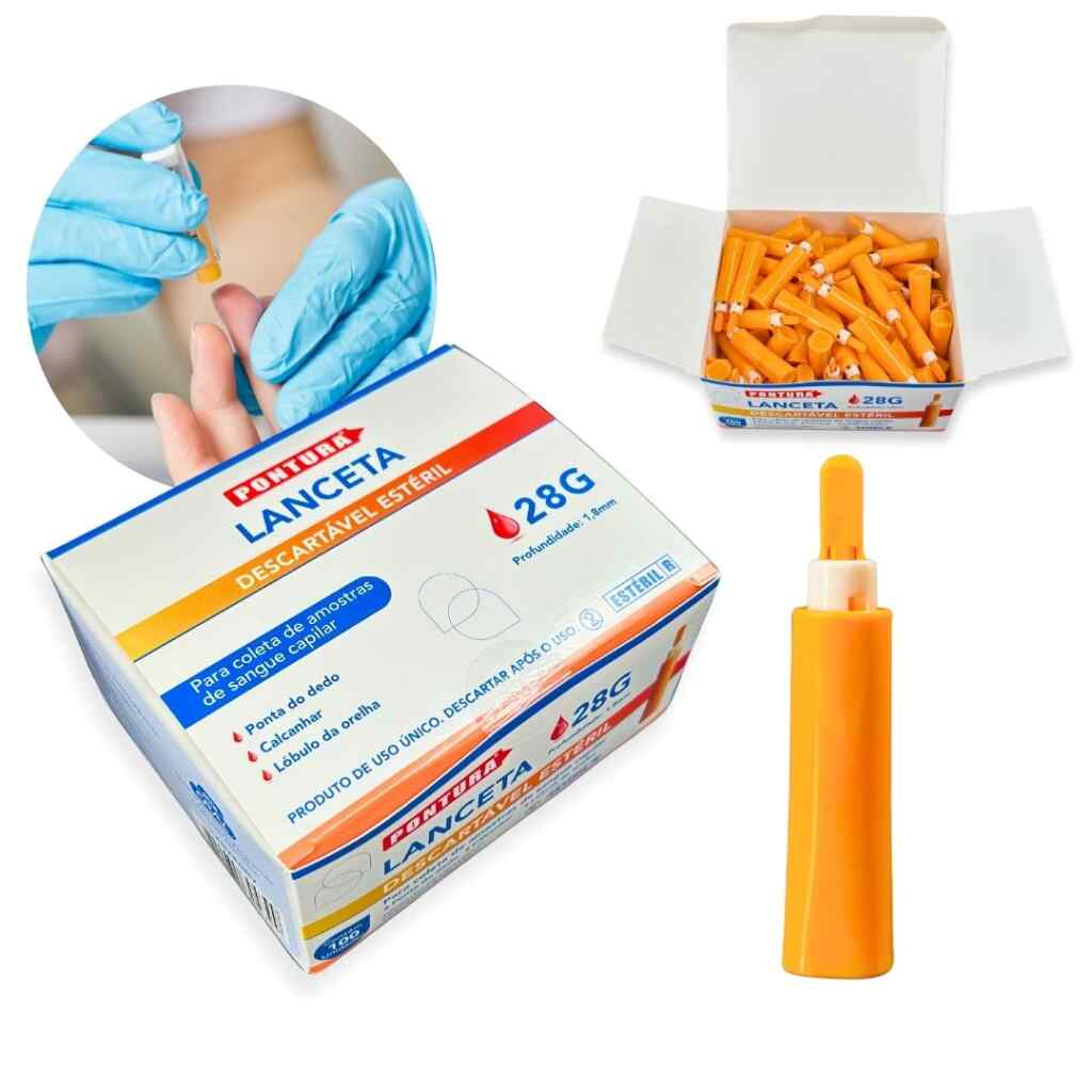 Lanceta 28g Descartável De Segurança Laranja Infantil C/100 – MatLab